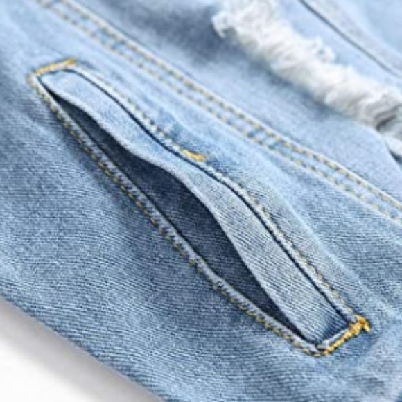 Jackets & Coats | Classic Ripped Slim Denim Jacket With Holes | Poshmark